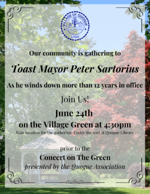 Community Gathering to Toast Mayor Peter Sartorius 6/24/22 @ 4:30 p.m ...